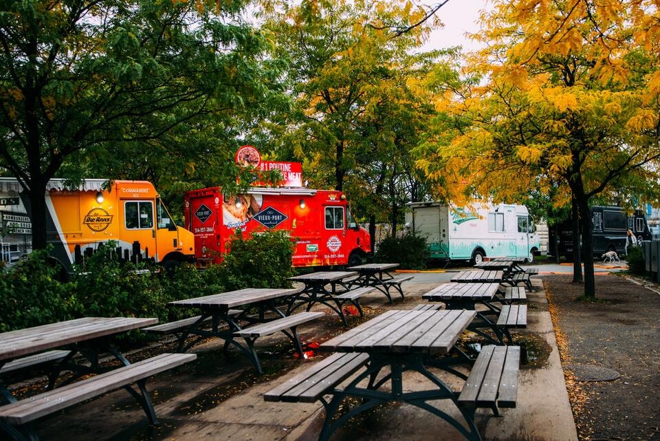 Food truck plaza in downtown